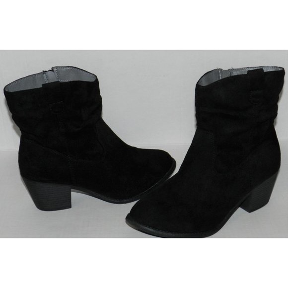 pop | Shoes | Nwob Ladies Pop Faux Suede Black Heeled Boots Size 9m ...